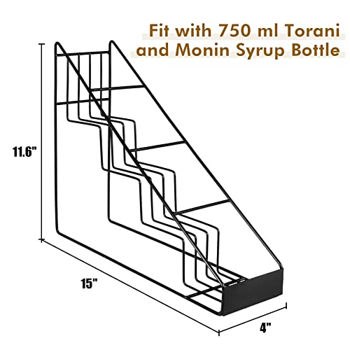 Mustry Coffee Syrup Rack for Coffee Bar Accessories, Fits with Torani and Monin Syrup, Coffee Bar Organizer Holds 4 Bottles