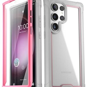 Poetic Guardian Case for Samsung Galaxy S23 Ultra 5G 6.8" (2023) [20 FT Mil-Grade Drop Tested], Built-in Screen Protector Work with Fingerprint ID, Full Body Rugged Shockproof Cover Case, Pink/Clear