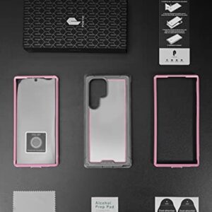 Poetic Guardian Case for Samsung Galaxy S23 Ultra 5G 6.8" (2023) [20 FT Mil-Grade Drop Tested], Built-in Screen Protector Work with Fingerprint ID, Full Body Rugged Shockproof Cover Case, Pink/Clear