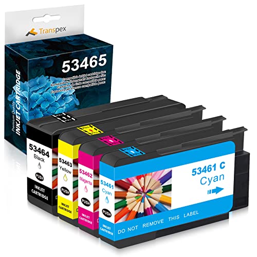 Transpex 53465 Compatible Ink Cartridge Replacement for Primera 53461 53462 53463 53464 Used for Primera LX1000 LX2000 Color Label Printers (4 Pack)