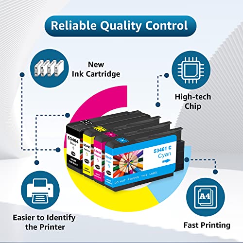 Transpex 53465 Compatible Ink Cartridge Replacement for Primera 53461 53462 53463 53464 Used for Primera LX1000 LX2000 Color Label Printers (4 Pack)