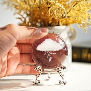 HDCRYSTALGIFTS 3D Lightning Cloud Crystal Decorative Ball Paperweight with Free Stand,60mm (2.3inch) Glass Art Engraving Sphere for Home Feng Shui Decoration Ornaments