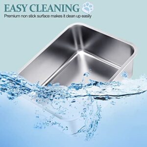 3 Packs Stainless Steel Litter Box, Extra Large Cat Litter Box, Metal Litter Pan with High Sides, Never Absorbs Odor, Non Stick Smooth Surface, Easy to Clean for Cat Bunny(23.6 x 15.7 x 7.9'')