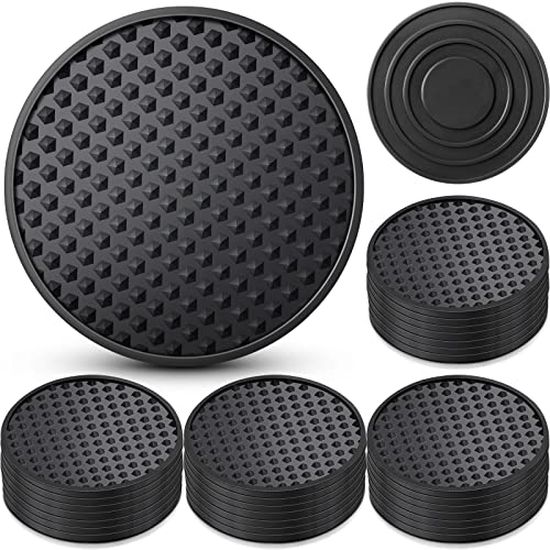 36 Pcs Silicone Coasters for Drinks Non-Slip Silicone Drink Coasters Heat Resistant for Protects Any Table Type Tabletop Coffee Bar Black Coasters