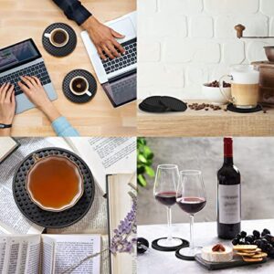 36 Pcs Silicone Coasters for Drinks Non-Slip Silicone Drink Coasters Heat Resistant for Protects Any Table Type Tabletop Coffee Bar Black Coasters