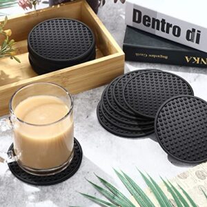 36 Pcs Silicone Coasters for Drinks Non-Slip Silicone Drink Coasters Heat Resistant for Protects Any Table Type Tabletop Coffee Bar Black Coasters