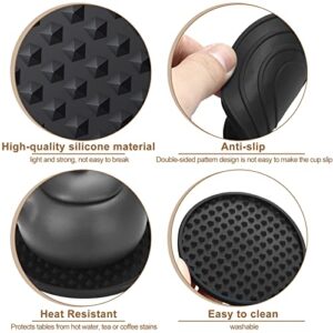 36 Pcs Silicone Coasters for Drinks Non-Slip Silicone Drink Coasters Heat Resistant for Protects Any Table Type Tabletop Coffee Bar Black Coasters