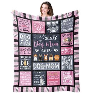 kituzol dog mom gifts blanket 50”x60” - dog mom gifts for women - dog mom blanket - gifts for dog moms - best dog mom ever gift - dog lovers gifts for women - gifts for dog lovers - fun dog mom gift