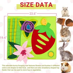 ZEEMIAS Rabbit Foraging Mat - Interactive Puzzle Pet Hay Feeder Toy Soft Polar Fleece Antislip Feeding Mat Indoor for Bunny GuineaPig Rat Chinchillas Hedgehog Small Animals