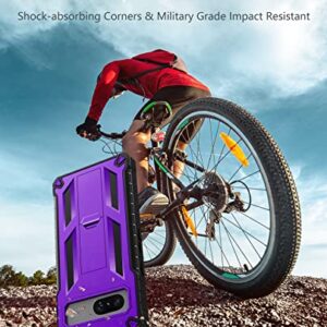 FNTCASE for Google Pixel 7 Case: Built-in Screen Protector & Kickstand | Full-Body Dual Layer Rugged Heavy Duty Protection | Military Shockproof Cell Phone Protective Cover 5G - Purple