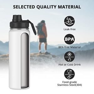 WATERH Insulated Smart Water Bottles with Straw, Intake Tracker, Water Safety Analyzer, LED Reminder, BPA Free, 18 oz Double Wall Vacuum Stainless Steel Thermos (White, Straw Lid (Non Smart))