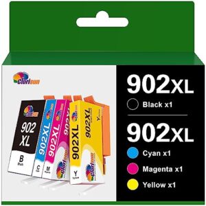 clorisun 902xl for hp 902 ink cartridges compatible for hp 902xl ink cartridges combo pack work with officejet pro 6978 6968 6958 6970 6960 6962 6975 6950 6954 (black cyan magenta yellow) 4 pack