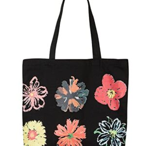 LIVACASA Canvas Tote Bag for Women, Large Floral Grocery Bags with Zipper and Inner Pockets,Travel Tote Bags for Shopping