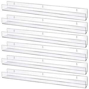 6 pack kids acrylic floating bookshelf 36 inch clear wall ledge shelf wall mounted clear spice rack toy storage wall shelf drilling invisible display organizer shelf for nursery room bathroom dorm