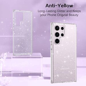 VENINGO Samsung S23 Ultra Case, 3 in 1 Full Body Protective Crystal Transparent S Pen Friendly Design Heavy Duty Hybrid Shockproof Phone Cover for Samsung Galaxy S23 Ultra 5G 6.8" 2023, Glitter Clear