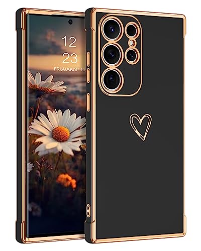 BENTOBEN Samsung Galaxy S23 Ultra Case, Cute Heart Slim & Shockproof TPU Bumper, Lightweight, 6.8 Inch, Black