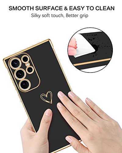 BENTOBEN Samsung Galaxy S23 Ultra Case, Cute Heart Slim & Shockproof TPU Bumper, Lightweight, 6.8 Inch, Black