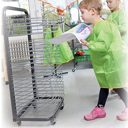 NEOCHY Drying Racks,Powder Coating Finish, Art Shelf Storage Rack on Wheels, Ideal for Education Schools and Art Clubs/H78Cm/20 Floors