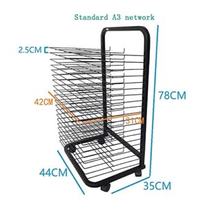 NEOCHY Drying Racks,Powder Coating Finish, Art Shelf Storage Rack on Wheels, Ideal for Education Schools and Art Clubs/H78Cm/20 Floors