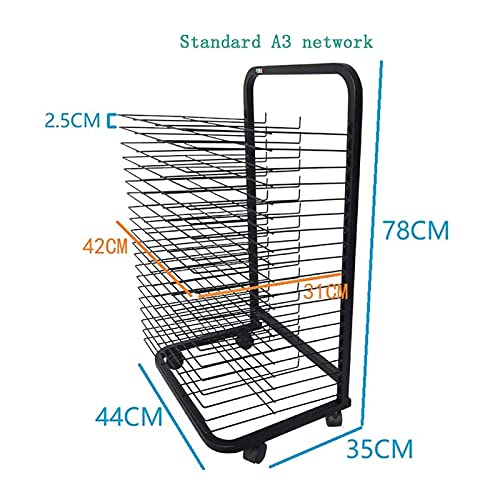 NEOCHY Drying Racks,Powder Coating Finish, Art Shelf Storage Rack on Wheels, Ideal for Education Schools and Art Clubs/H78Cm/20 Floors