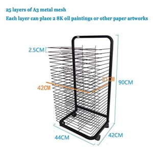 NEOCHY Drying Racks,Powder Coating Finish, Art Shelf Storage Rack on Wheels, Ideal for Education Schools and Art Clubs/25 Floors