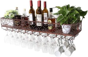 wine racks wall holder, wine storage organizer rack wine glass holder metal vintage rustic wine bottle holder wine cabinet, wall shelf storage organizer rack, bronze (size : 80×25c