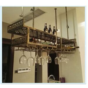 Wine Rack Wall-Mounted Hanging Wine Glass Rack Home Bar Restaurant Kitchen Multi-Function Display Rack Ceiling Wine Rack Wall Rack Storage Rack (Color : Bronze, Size : 120cm)