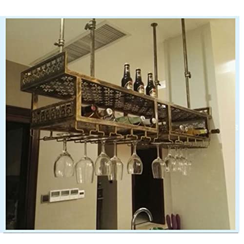 Wine Rack Wall-Mounted Hanging Wine Glass Rack Home Bar Restaurant Kitchen Multi-Function Display Rack Ceiling Wine Rack Wall Rack Storage Rack (Color : Bronze, Size : 120cm)