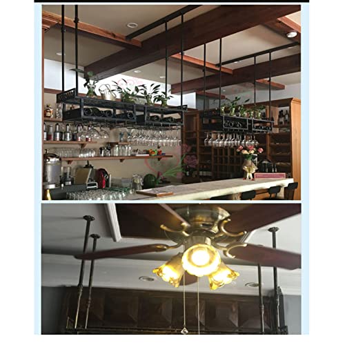 Wine Rack Wall-Mounted Hanging Wine Glass Rack Home Bar Restaurant Kitchen Multi-Function Display Rack Ceiling Wine Rack Wall Rack Storage Rack (Color : Bronze, Size : 120cm)