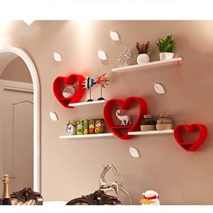 QQXX Cute Heart Shaped Floating Shelves,Set of 3 Wall Shelves Wood Floating Shelf,Kawaii Shelves for Wall Decor,Small Storage Display Rack Living Room Bedroom Bathroom(Set of 3, Black)