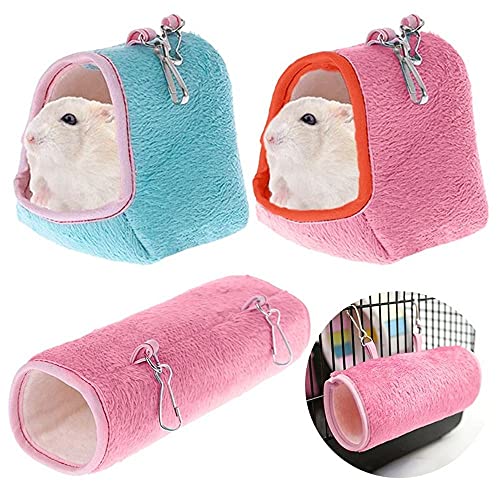 Hamster Hammock,Warm Bed House Fleece Hut Hanging Cage,Hamster Hanging House Sleeping Nest Pet Bed Rat Hamster Toys(1)