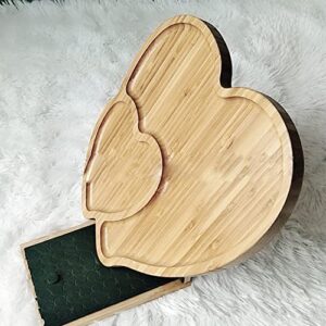 Wooden Cheese Board Platter, Double Heart Shaped Salad Plate Dinner Plate Cake Plate Decorative Serving Tray Appetizer Plate for Snack Food Fruit Valentines Day Decor(as shown)