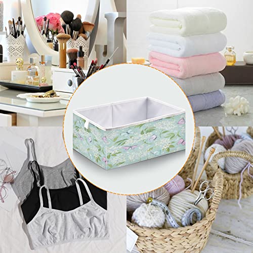 Kigai Butterfly Leaves Cube Storage Bins - 11x11x11 In Large Foldable Storage Basket Fabric Storage Baskes Organizer for Toys, Books, Shelves, Closet, Home Decor