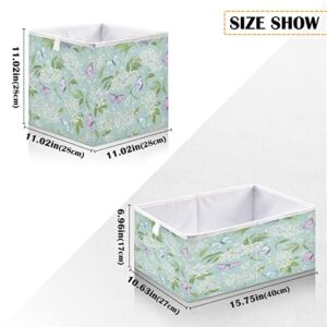 Kigai Butterfly Leaves Cube Storage Bins - 11x11x11 In Large Foldable Storage Basket Fabric Storage Baskes Organizer for Toys, Books, Shelves, Closet, Home Decor