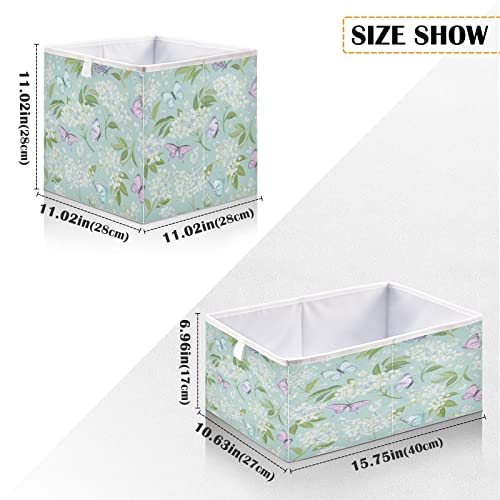 Kigai Butterfly Leaves Cube Storage Bins - 11x11x11 In Large Foldable Storage Basket Fabric Storage Baskes Organizer for Toys, Books, Shelves, Closet, Home Decor