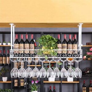 Bar Unit Floating Shelves Wall-Mounted Wine Racks, Wine Bottle Holder Ceiling Hanging Metal Iron Wine Glass Rack Goblet Stemware Racks (Color : White, Size : 100×25cm(39×10inch))