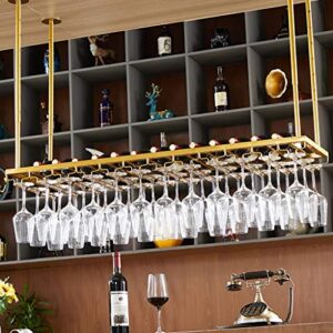 Metal Wine Stemware Racks, Ceiling Hanging Wine Bottle Holder Metal Goblet Wine Glass Rack Restaurants Kitchens Bar Storage Display Shelf (Size : 100×35cm(39×14inch))