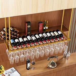 Metal Wine Stemware Racks, Ceiling Hanging Wine Bottle Holder Metal Goblet Wine Glass Rack Restaurants Kitchens Bar Storage Display Shelf (Size : 100×35cm(39×14inch))