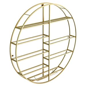 round wall mounted wine rack with hanging glass goblets holder | metal wine bottle storage shelf | home bar decoration display racks organizer,black/gold (color : gold, size : 70x1