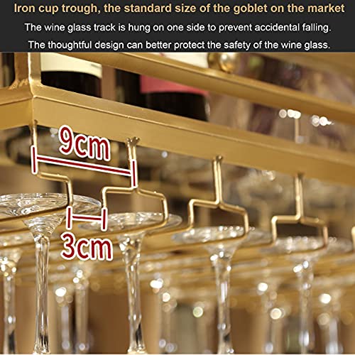 Hanging Wine Rack, Wine Glass Hanger, Household Wine Holder, Wrought Iron Bar, Height Adjustable Wine Storage Shelf (Color : C, Size : 100 * 35CM)