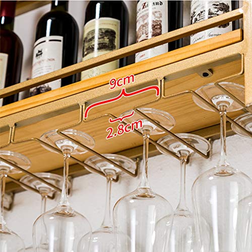 Modern Wall Mount Wine Rack for Restaurants Bars Kitchen, Metal Gold Wine Bottle Rack Wine Stemware Rack Goblet Holder, 2 Tiers Rustic Wall Floating Shelves (Size : 60×20×55cm)