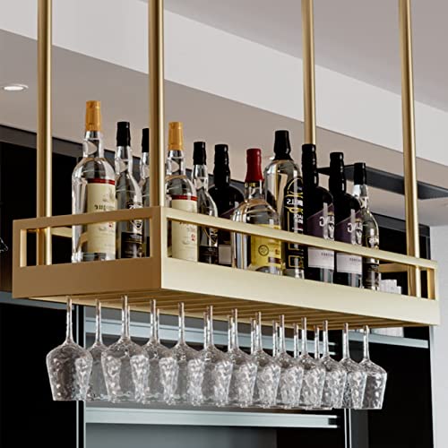 Ceiling Wine Rack Wall Shelf Storage Rack Wall Mounted Wine Glass Rack Home Bar Restaurant Kitchen Multifunctional Display Rack (Size : 120cm)