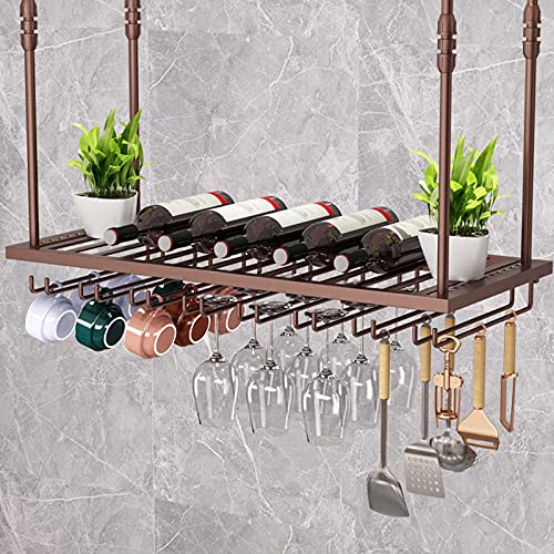 European Style Goblet Wine Rack, Hanging Wine Holder, Creative Bar Counter Wine Glass Wine Storage Shelf, Upside Down Hotel Iron Art High-end Wine Cabinet, Height-Adjustable Wine H