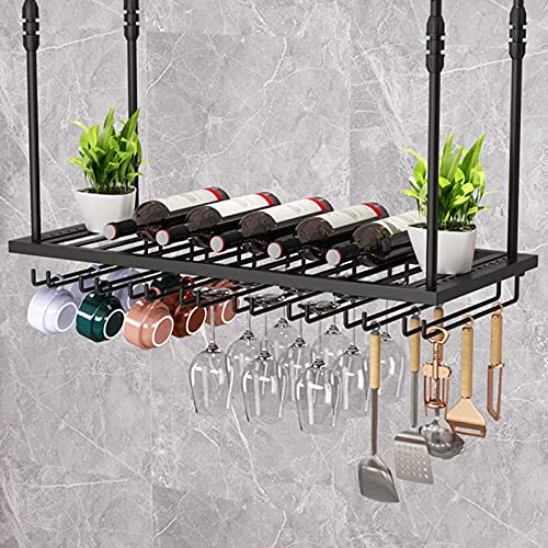 European Style Goblet Wine Rack, Hanging Wine Holder, Creative Bar Counter Wine Glass Wine Storage Shelf, Upside Down Hotel Iron Art High-end Wine Cabinet, Height-Adjustable Wine H