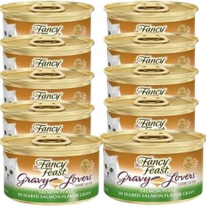 LAIBY Fancy Feast Wet Cat Food | Gravy Lovers Salmon Feast in Seared Salmon Flavor Gravy | Fancy Feast Kitten Wet Food | 3 Oz Can (Pack of 12)