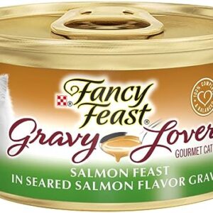 LAIBY Fancy Feast Wet Cat Food | Gravy Lovers Salmon Feast in Seared Salmon Flavor Gravy | Fancy Feast Kitten Wet Food | 3 Oz Can (Pack of 12)