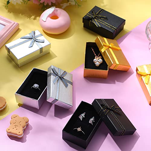 Jewelry Gift Box Small Empty Gift Boxes Jewelry Boxes Packaging Bulk Gift Wrap Boxes Cardboard Jewelry Boxes with Bow for Ring Necklaces Earring Bracelet Jewelry (72 Pcs)