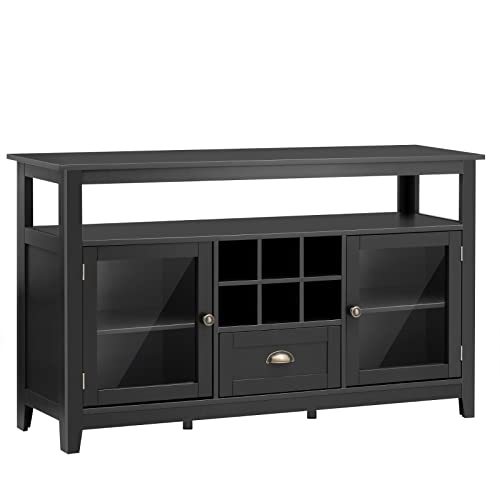 FRITHJILL 51.2 inches Wide Sideboard with Large Storage Space, Modern Coffee Bar Cabinet with Wine Rack, Acrylic Door, Adjustable Shelves