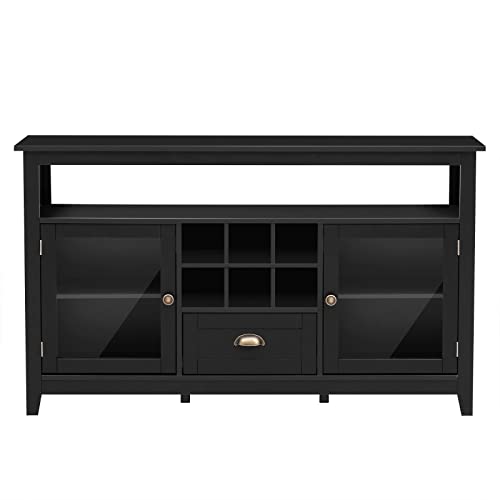 FRITHJILL 51.2 inches Wide Sideboard with Large Storage Space, Modern Coffee Bar Cabinet with Wine Rack, Acrylic Door, Adjustable Shelves