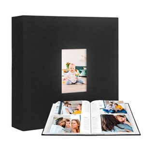 photo album 4x6 240 photos linen frame cover with memo areas, 4x6 photo album, wedding photo album 4x6, 4x6 photo book with writing space for wedding kids family vacation baby engagements (black)